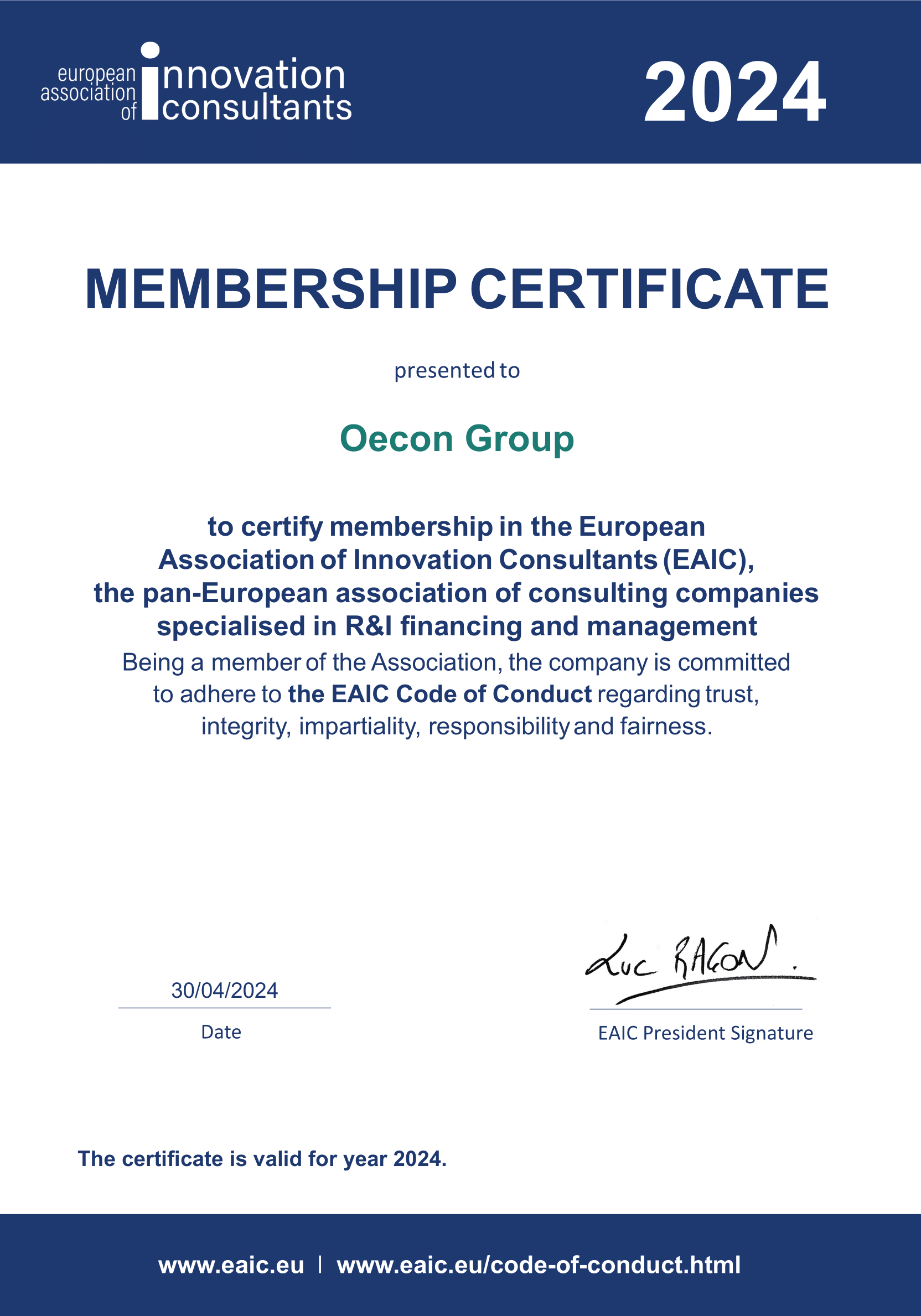 OECON GROUP is a proud member of the EAIC - European Association of ...